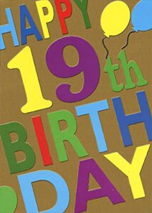 designer greetings colorful words on gold foil age 19 / 19th birthday card