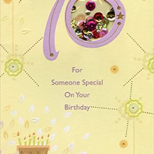 Designer Greetings for Someone Special Sequin Filled Die Cut Window Age 70 / 70th Birthday Card