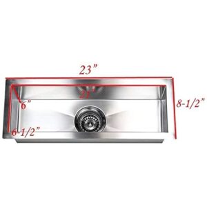 23-Inch Stainless Steel 16 Gauge Undermount Kitchen Prep Island Bar Sink