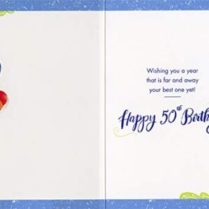 Designer Greetings 3D Hot Air Balloons Lenticular Motion Age 50 / 50th Birthday Card