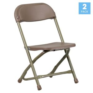 Flash Furniture 2 Pk. Kids Brown Plastic Folding Chair