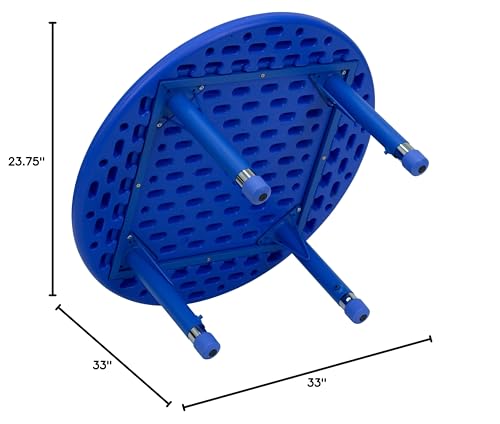 EMMA + OLIVER 33" Round Blue Plastic Height Adjustable Activity Table