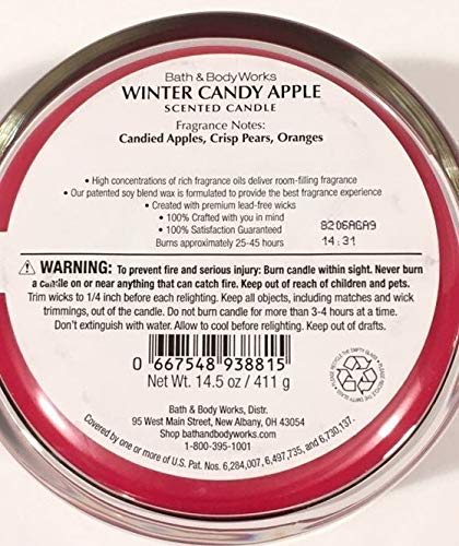 Bath & Body Works 3-Wick WINTER CANDY APPLE Scented Candle (Winter 2018)