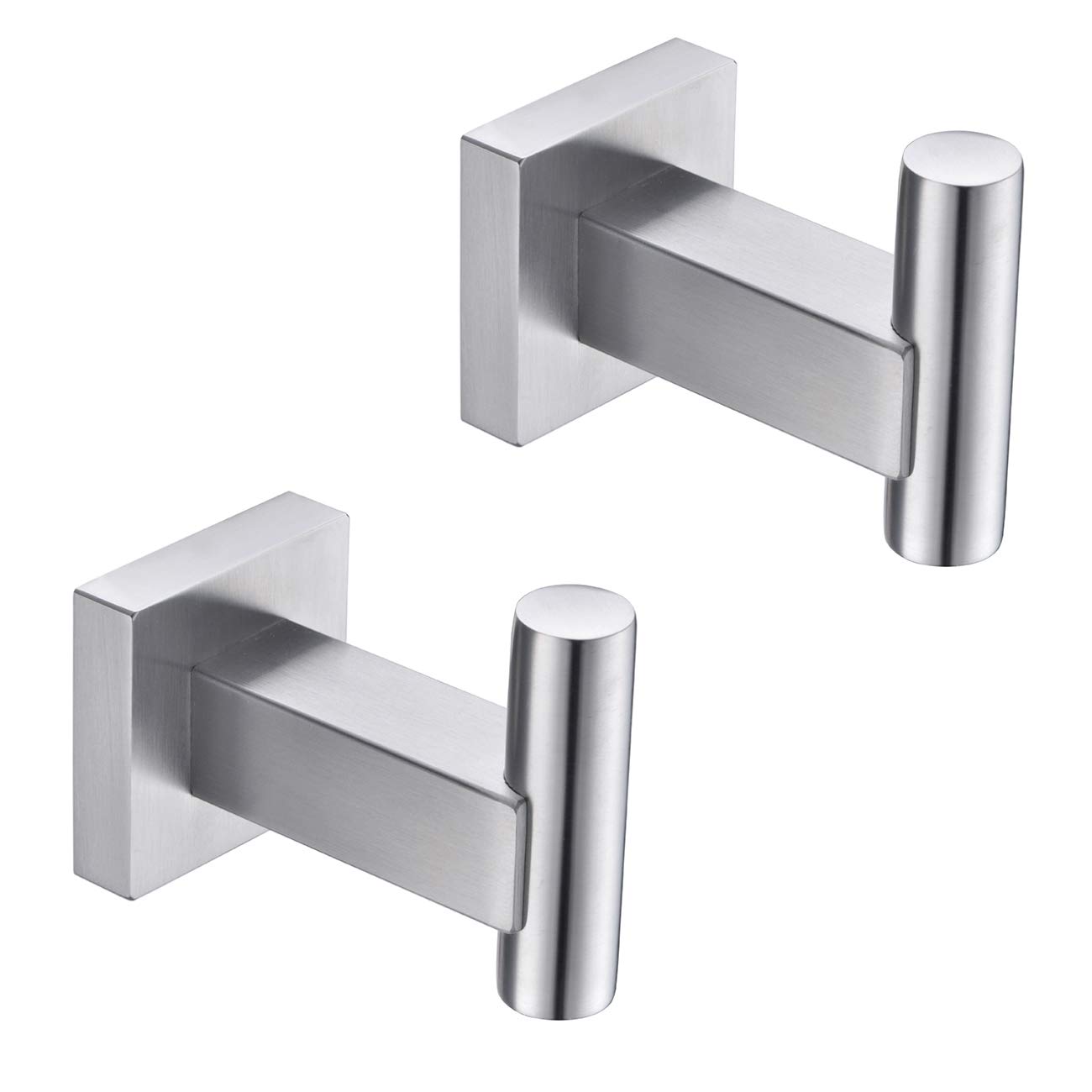 Hoooh Bathroom Towel Hook, Brushed Stainless Steel Coat/Robe Clothes Hook for Bath Kitchen Garage Wall Mounted (2 Pack), B101-BN-P2