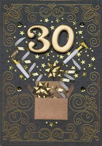 designer greetings tip on 30 with gold foil swirls on black hand decorated keepsake age 30 / 30th birthday card