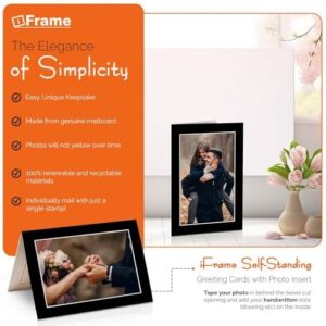 iFrame Self-Standing Greeting Card With Insert picture Frame | Genuine Matboard Cards And Envelopes | Hold 4 x 6 Inch Photo | Customizable For Holiday, Thank You Cards And Graduation Card (Pack Of 15)