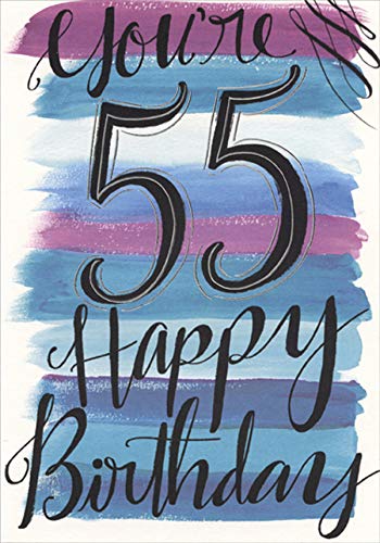 Designer Greetings You're 55 Blue and Purple Brush Strokes Age 55 / 55th Birthday Card