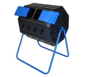 fcmp outdoor im4000-dd dual chamber tumbling composter with double doors (blue) canadian-made, 100% recycled resin