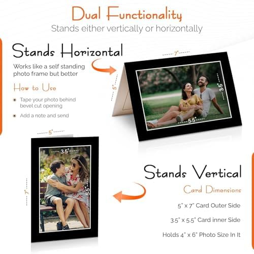 iFrame Self-Standing Greeting Card With Insert picture Frame | Genuine Matboard Cards And Envelopes | Hold 4 x 6 Inch Photo | Customizable For Holiday, Thank You Cards And Graduation Card (Pack Of 15)