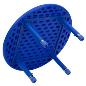 EMMA + OLIVER 33" Round Blue Plastic Height Adjustable Activity Table