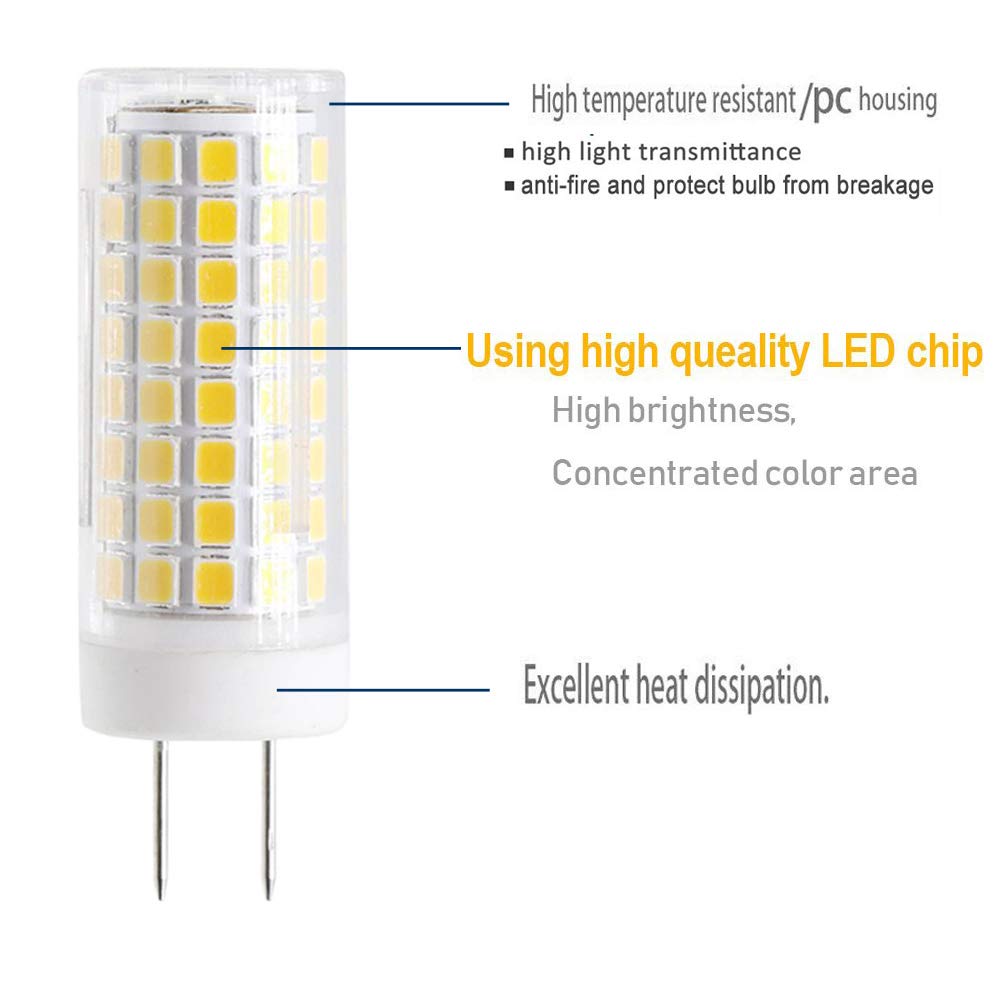 SYXKJ G8 Led Bulb, 75W Halogen Bulb Replacement,Dimmable 7W G8 Led Lamps, G8/GY8.6 Bi-pin Base Bulb, AC120V 720lm, Under Cabinet Counter Light, Kitchen Lighting and Puck Lights 4 Pack (Warm White) …