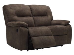 signature design by ashley bolzano faux leather manual reclining loveseat, brown