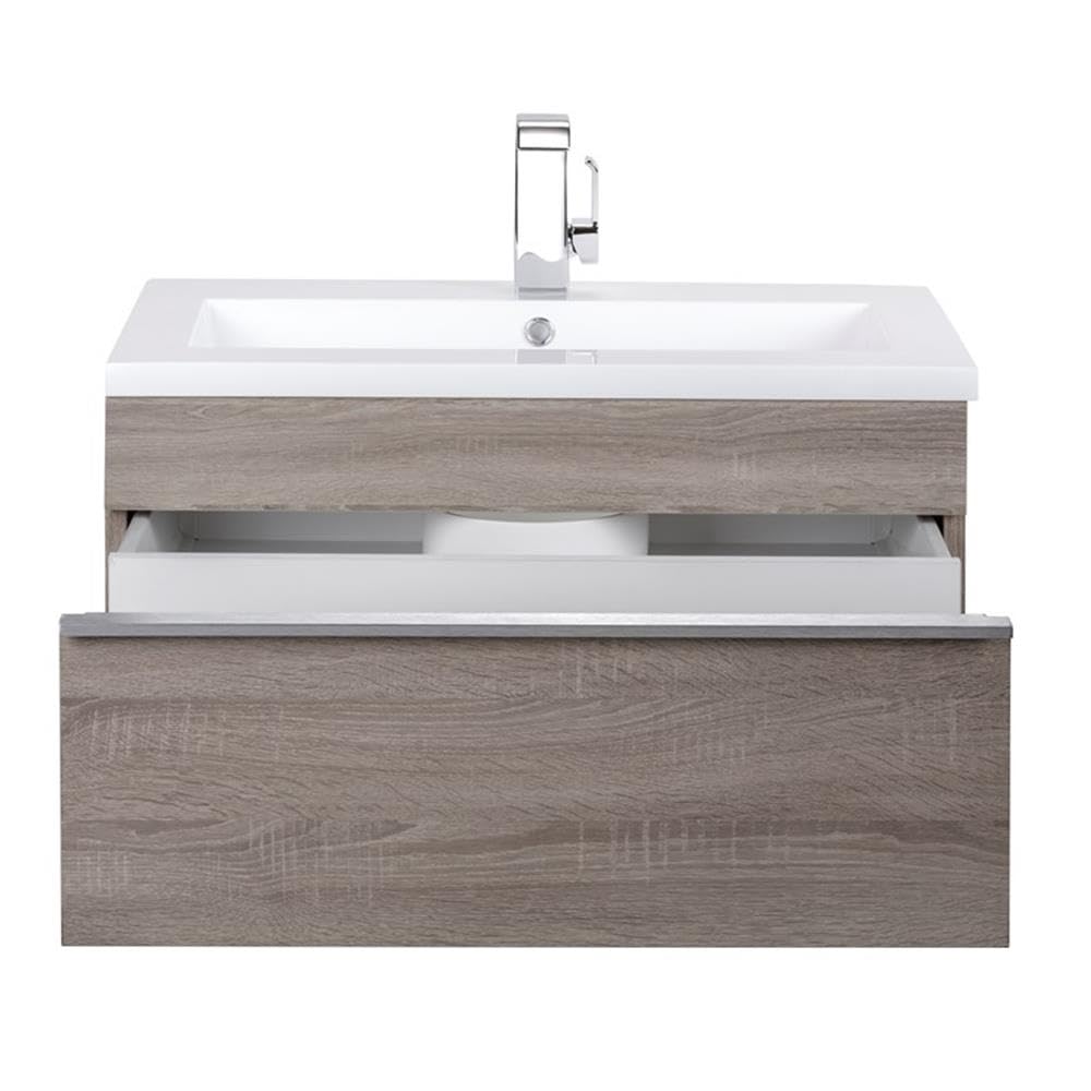 Cutler Kitchen and Bath Arlie 24 inch Wall Mounted Bathroom Vanity with Sink, Cultured Marble Top - Bathroom Sink Vanity with Multiple Soft Close Storage Drawers, Dorato