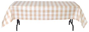 havercamp khaki and white plaid table cover |1 pack | 54" x 108" | classic plaid collection | great for picnic, barbecue, cookout, lumberjack theme, playground