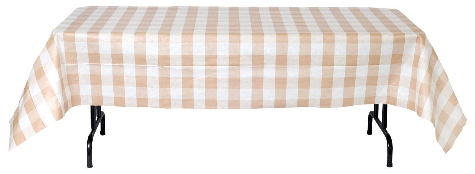 Havercamp Khaki and White Plaid Table Cover |1 Pack | 54" x 108" | Classic Plaid Collection | Great for Picnic, Barbecue, Cookout, Lumberjack Theme, Playground