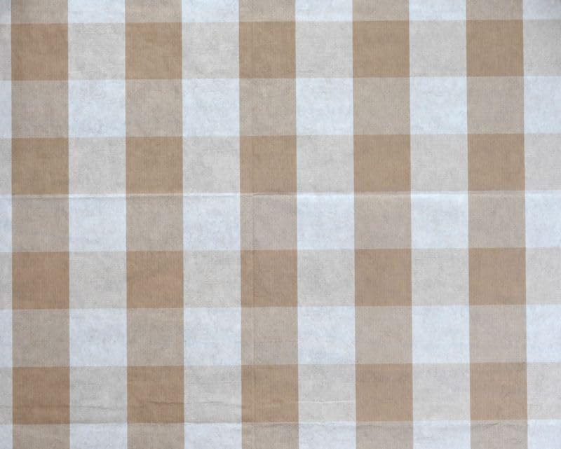 Havercamp Khaki and White Plaid Table Cover |1 Pack | 54" x 108" | Classic Plaid Collection | Great for Picnic, Barbecue, Cookout, Lumberjack Theme, Playground