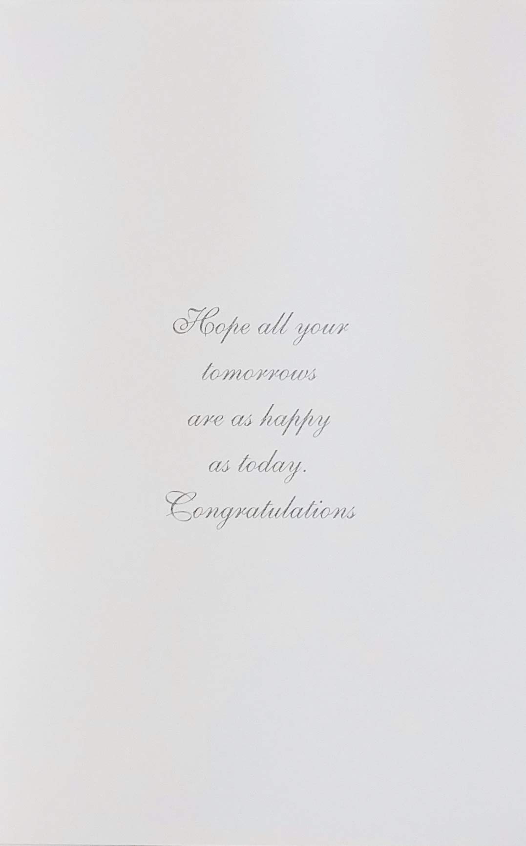 A Wedding Wish - Jewish Greeting Card for Bride and Groom -"Hope all your tomorrows are as happy as today - Congratulations"