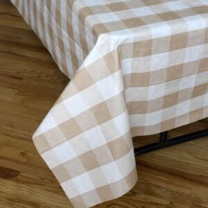 Havercamp Khaki and White Plaid Table Cover |1 Pack | 54" x 108" | Classic Plaid Collection | Great for Picnic, Barbecue, Cookout, Lumberjack Theme, Playground