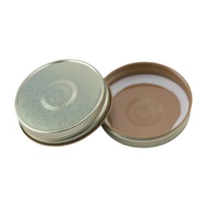 north mountain supply - sb70-gd-12 regular mouth metal one piece mason jar safety button lids (pack of 12, gold)