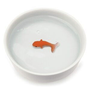 suck uk | ceramic cat bowl | cat bowls for water with 3d fish | cat feeding & watering supplies | interactive cat water bowl for adult cats or kittens | novelty cat gifts & gifts for cat lovers white