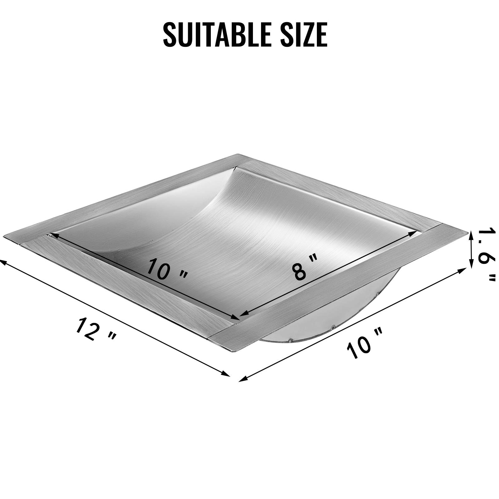 Mophorn 304 Stainless Steel Drop-in Deal Tray 12" Deep x 10" Wide x 1.6" High Brushed Finish for Cash Register Window