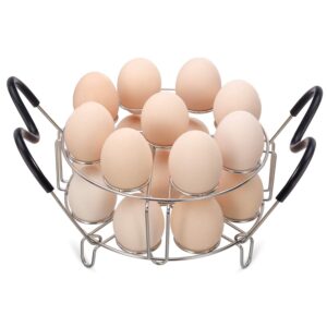 maxracy stackable egg steamer rack trivet 9 holes with heat resistant handles for instant pot accessories stainless steel egg assit fits 6qt 8qt pressure cooker(9 holes handle set)