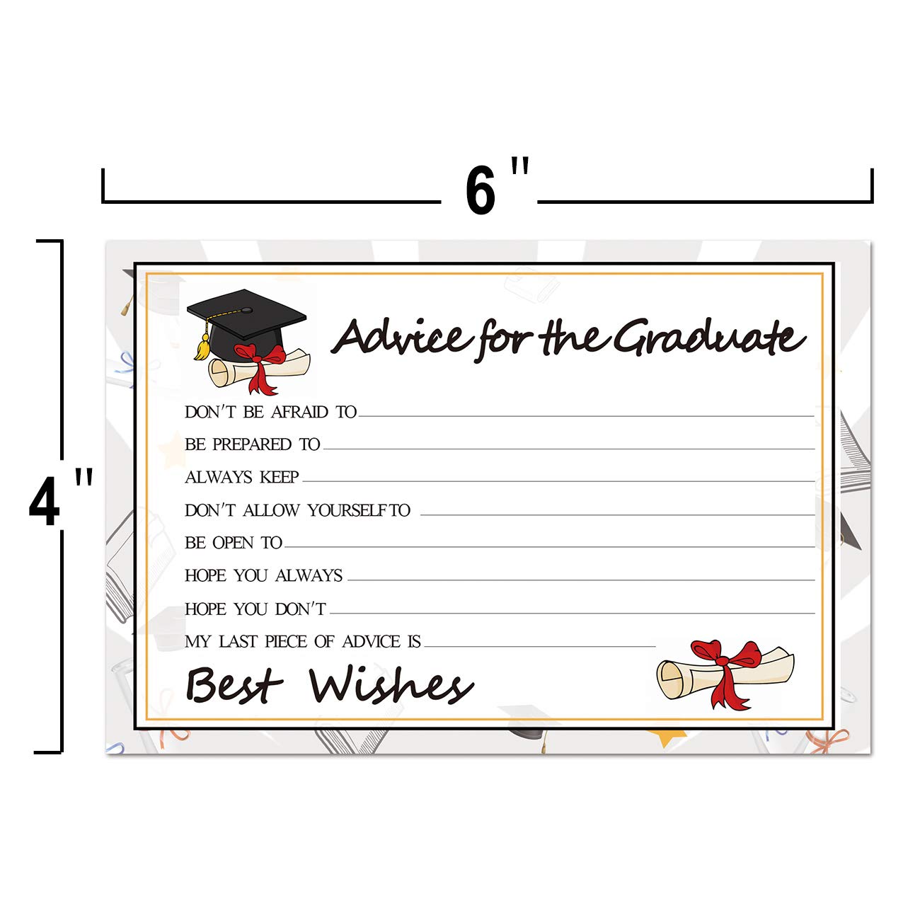 Graduation Wish Cards - 50PCs High School or College Graduation Advice Cards Supplies 2024 Decorations Grad Celebration Party Supplies for High School/College/Senior School