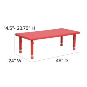 EMMA + OLIVER 24x48 Red Plastic Height Adjustable Activity Table