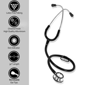 RCSP Aluminium Dual Head Stethoscope for doctors and Medical students | light weight Chest Piece with Flexible Latex Free Tube & Soft Sealing Ear Knobs