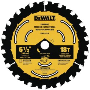 dewalt circular saw blade, 6 1/2 inch, 18 tooth, framing (dwa161218)