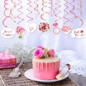 Kristin Paradise 30Ct Wedding Bridal Shower Hanging Swirl Decorations - Ceiling Streamers for Engagement Party, Bachelorette Rose Decor, Pink Party Favors, She Said Yes Decoration Pack