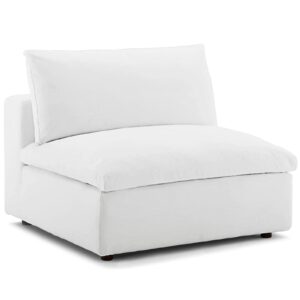 modway commix down-filled overstuffed upholstered sectional sofa armless chair in white