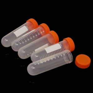 Honbay 10PCS 50ml Round Bottom Plastic Lab Centrifuge Tubes Laboratory Test Tubes with Screw Cap and Graduation Frozen Vial Container Sample Storage Containers for Science Laboratory School (Orange)