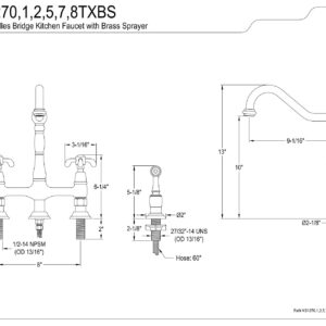 Kingston Brass KS1270TXBS French Country Bridge Kitchen Faucet, Matte Black