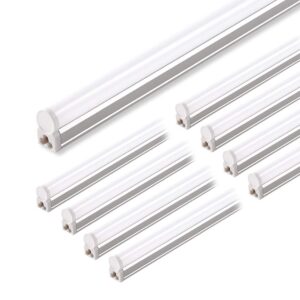 barrina led shop light, 4 ft 2200lm 6500k (super bright white) t5 fixture, linkable shop lights, strip lights, tube lights for garage warehouse workshop basement, etl listed, plug and play, 8-pack