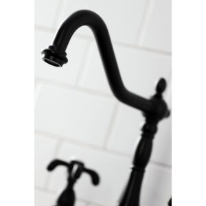 Kingston Brass KS1270TXBS French Country Bridge Kitchen Faucet, Matte Black