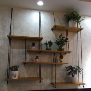 wall hanging shelf rope swing floating shelves wood storage display swing rope organizer wall decoration, home storage furniture/display racks (size : a)