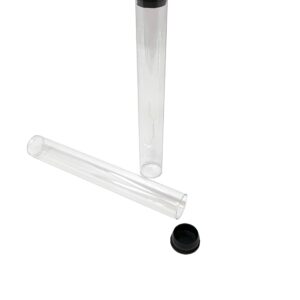 Prestige Import Group - 7/8" Interior Diameter Clear Plastic Empty Storage Tubes - Flat Bottom - 80ml Capacity, Press Fit Black Cap - 10 Pack