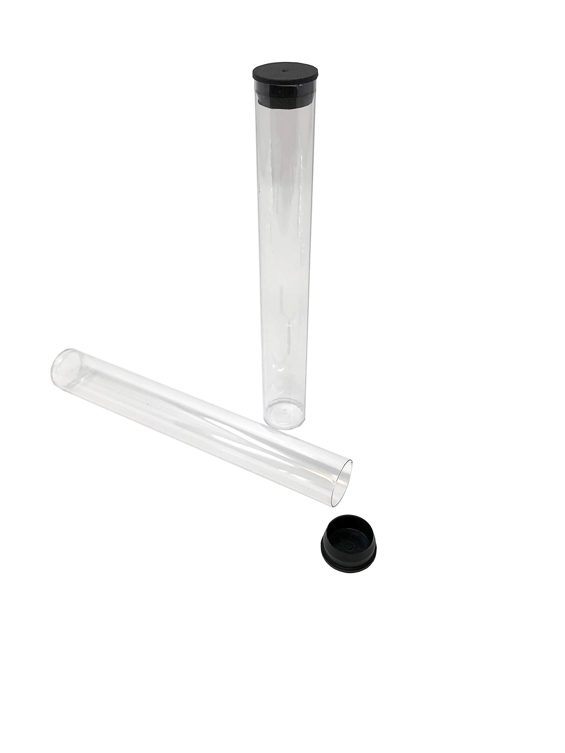 Prestige Import Group - 7/8" Interior Diameter Clear Plastic Empty Storage Tubes - Flat Bottom - 80ml Capacity, Press Fit Black Cap - 10 Pack