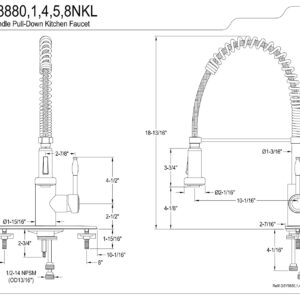 Kingston Brass GSY8885NKL Nustudio Pre-Rinse Kitchen Faucet, Oil Rubbed Bronze