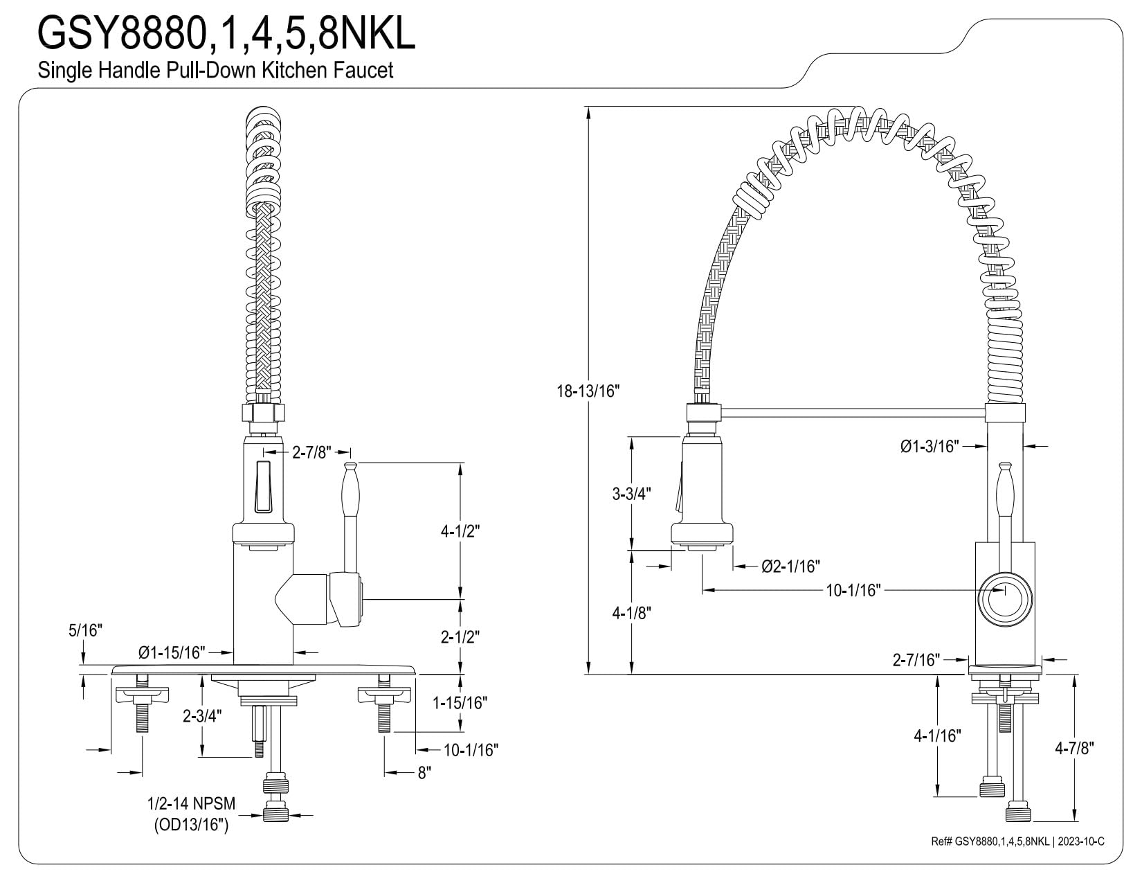 Kingston Brass GSY8885NKL Nustudio Pre-Rinse Kitchen Faucet, Oil Rubbed Bronze