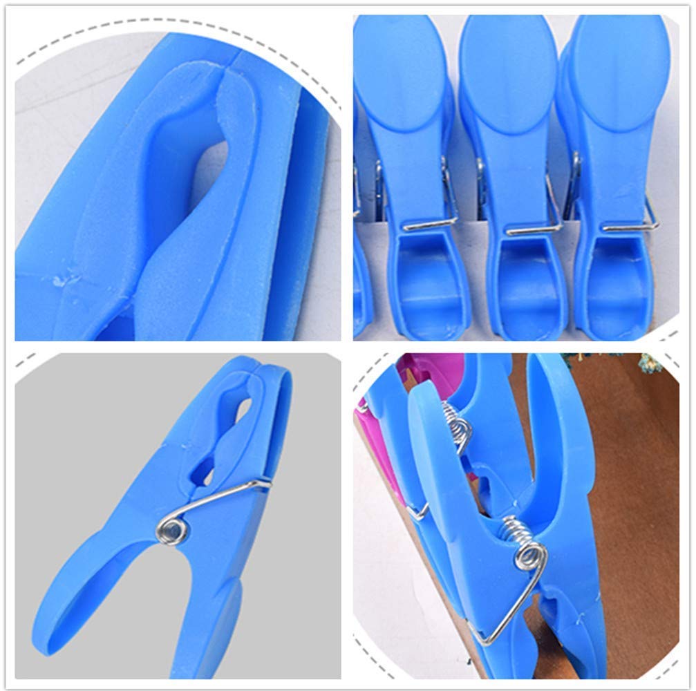 Strong Clothes Pins for Drying Heavy Duty Laundry Clothespins Travel Plastic Clothing Clamps Big Towel Clips 24 Pack