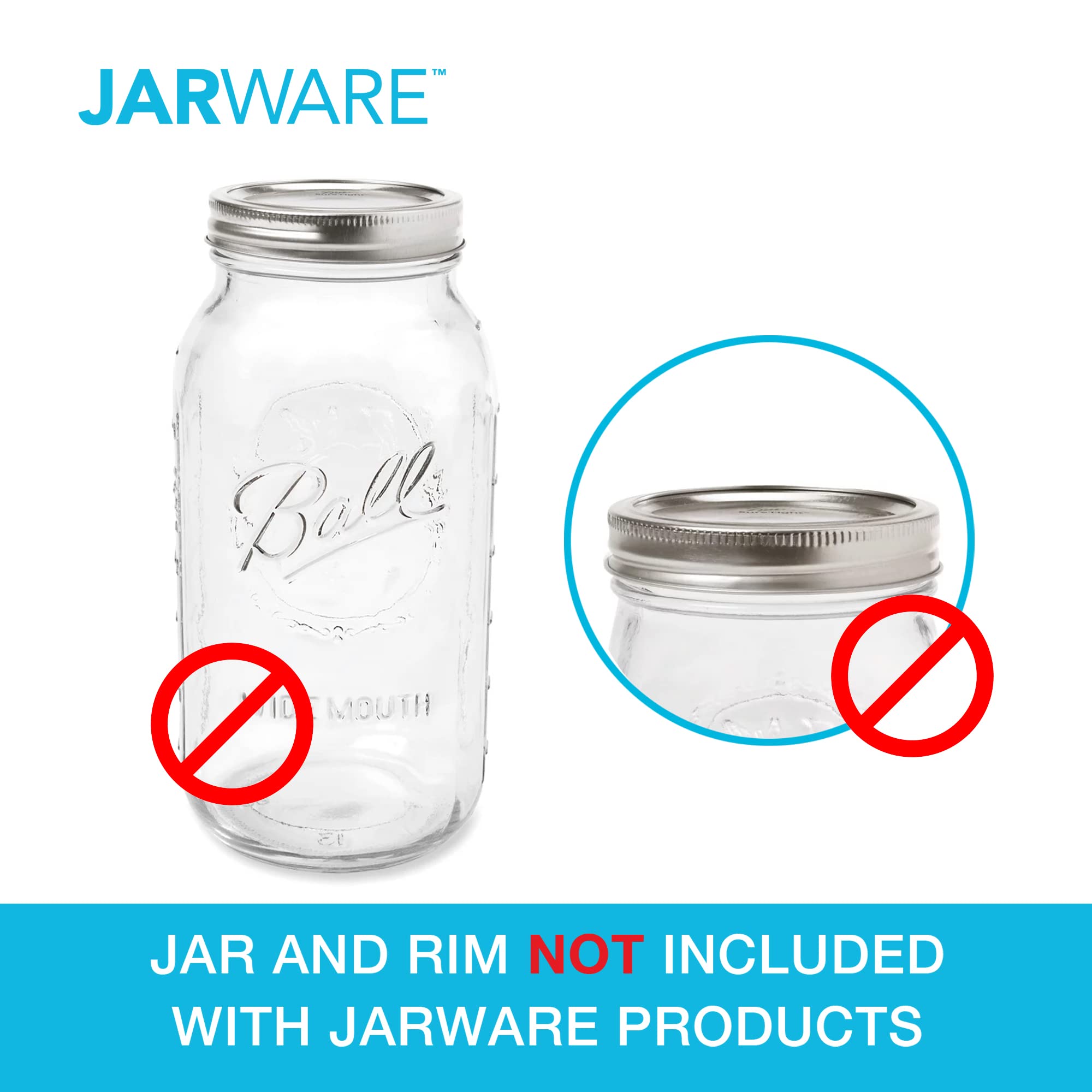 Jarware Stainless Steel 2-in-1 Drink and Fruit Infusion Lid, Regular-Mouth, Silver