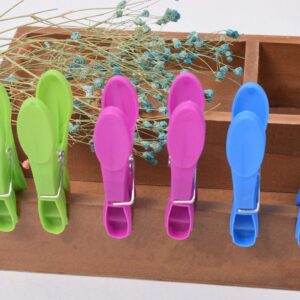 Strong Clothes Pins for Drying Heavy Duty Laundry Clothespins Travel Plastic Clothing Clamps Big Towel Clips 24 Pack