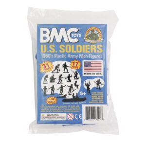 BMC Marx Plastic Army Men US Soldiers - Blue 31pc WW2 Figures - Made in USA