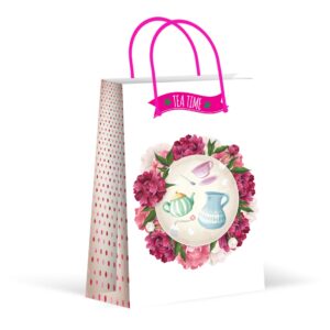 larzn - celebrate with an impression premium tea party bags, party favor bags, new, treat bags, gift bags, goody bags, party favors, party supplies, decorations, 12 pack