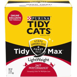 purina tidy cats lightweight, scoopable clumping cat litter, tidy max 24/7 performance formula - 17 lb. box