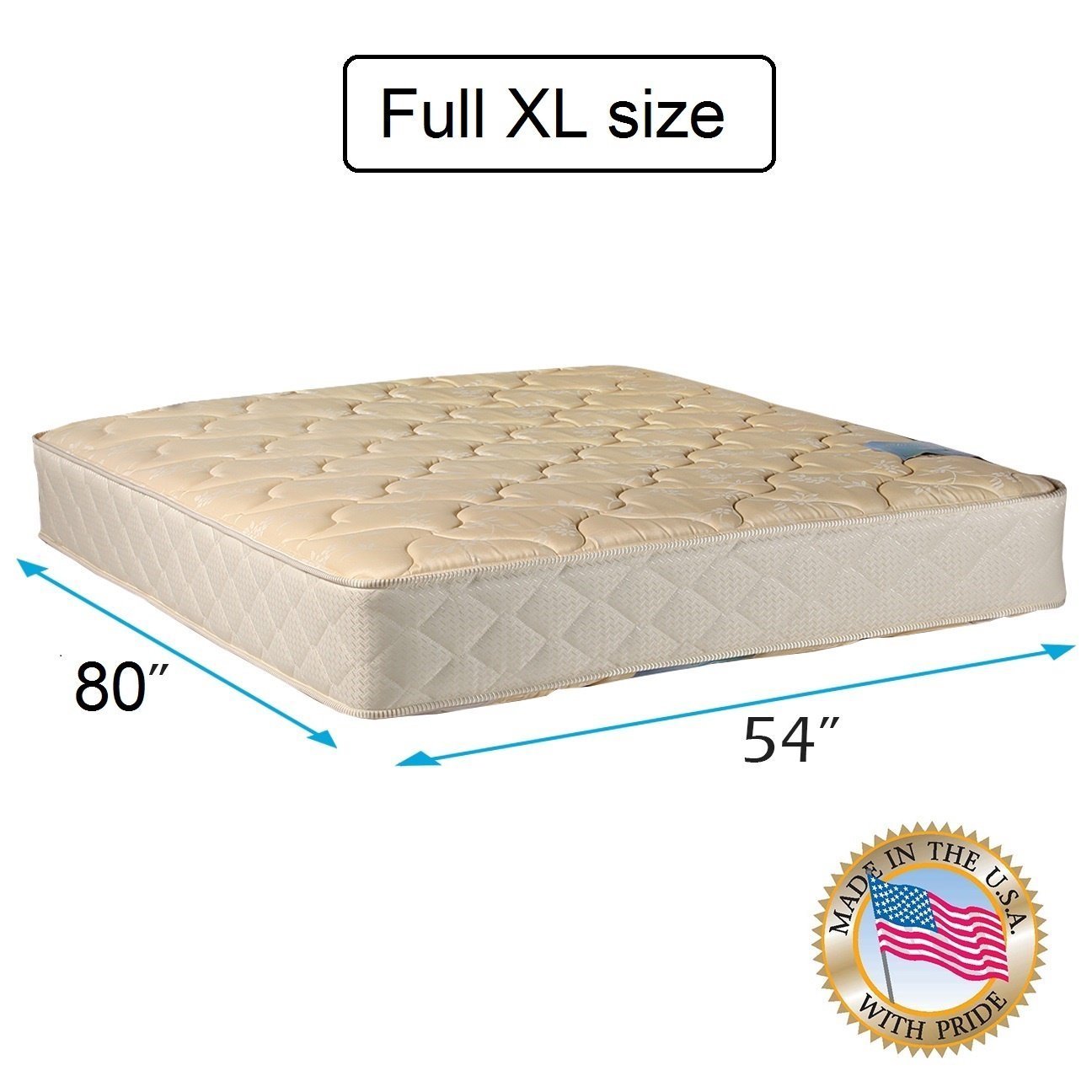 Dream Solutions USA Chiro Gentle Firm Full XL Two-Sided Mattress Only with Mattress Cover Protector (Beige) - Orthopedic, Innerspring Coils, Long Lasting