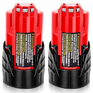 jialitt 2 pack upgraded version 3.0ah 12v replacement for milwaukee m12 battery lithium 48-11-2401 48-11-2402 48-11-2411 48-11-2420 48-11-2440 cordlees power tools