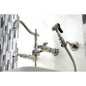 Kingston Brass KS1266ALBS Heritage Bridge Kitchen Faucet, Polished Nickel